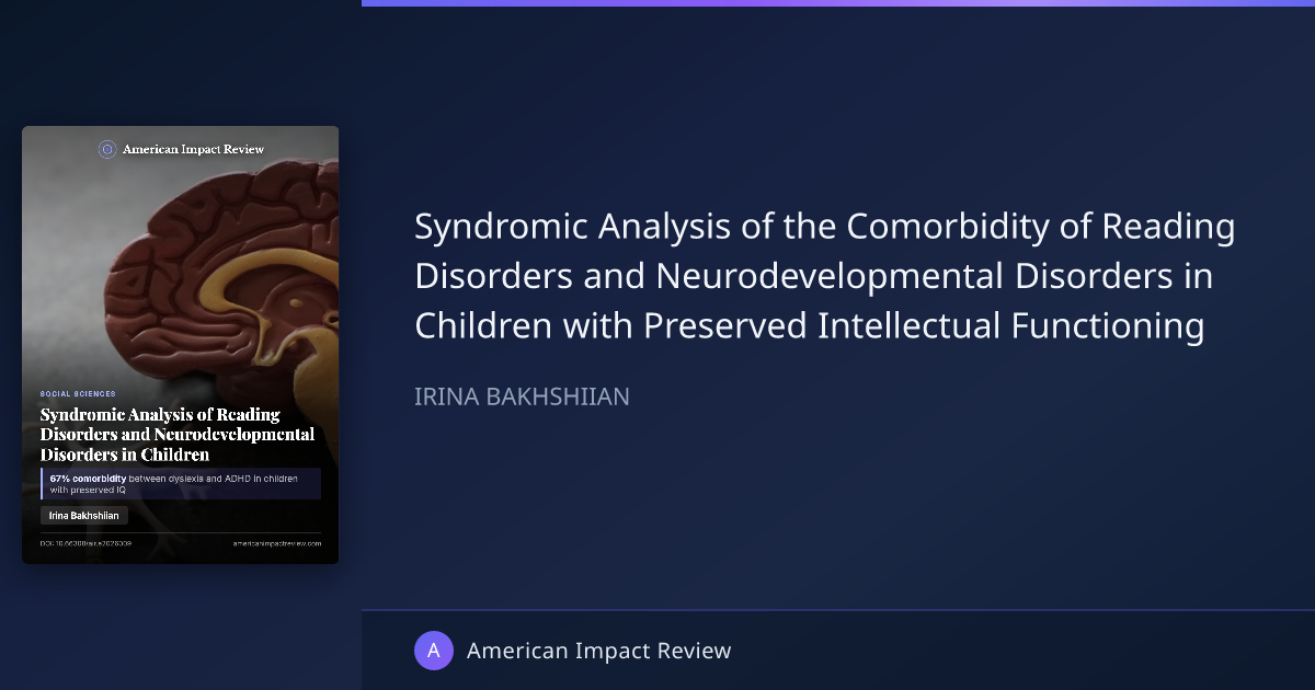 Syndromic Analysis of the Comorbidity of Reading Disorders and ...